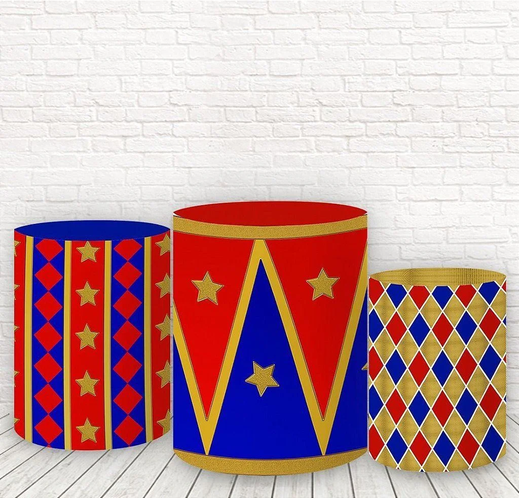 Trio de Capas Cilindros Tecido Sublimado Circo