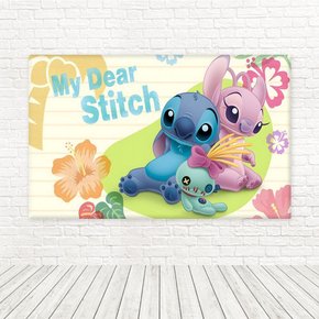 Painel Retangular Tecido Sublimado 3D Lilo Stitch