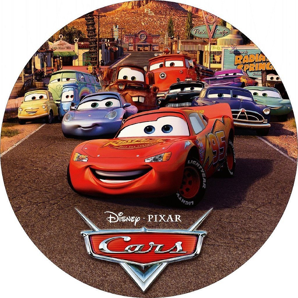 Painel Redondo Festa Tecido Sublimado 3D Carros 50x50cm