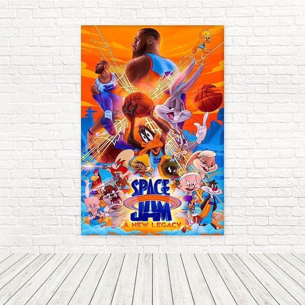 Painel Retangular Tecido Sublimado 3D Space Jam