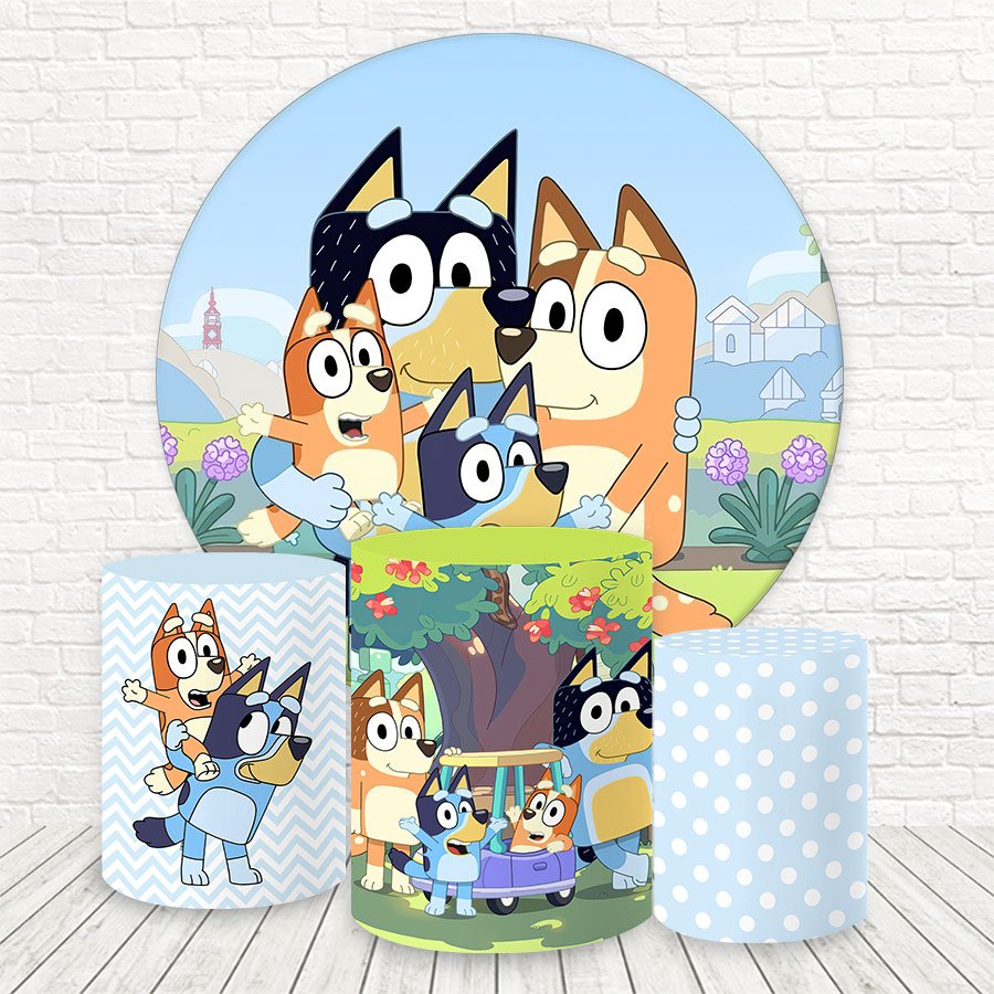 Painel Redondo e Capas Tecido Sublimado 3D Bluey