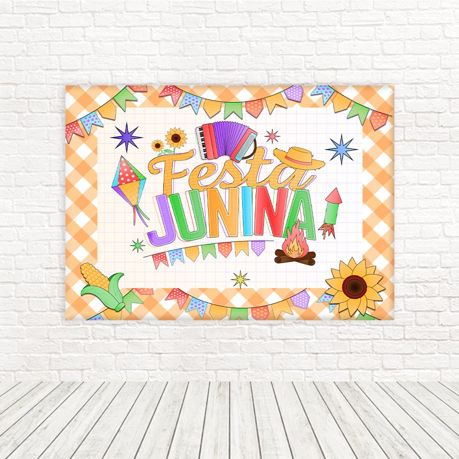 Painel Retangular Vertical Tecido Sublimado 3D Junino