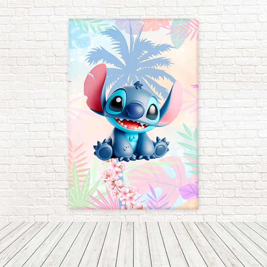 Painel Retangular Vertical Tecido Sublimado 3D Lilo & Stitch 1,50x2,20